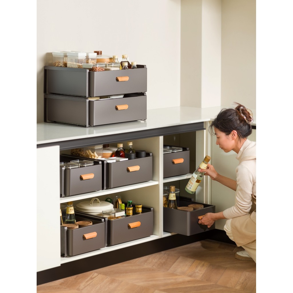 Rak Penyimpanan Laci Kabinet Penyusun Bekalan Dapur Bakul Tarik Keluar ...