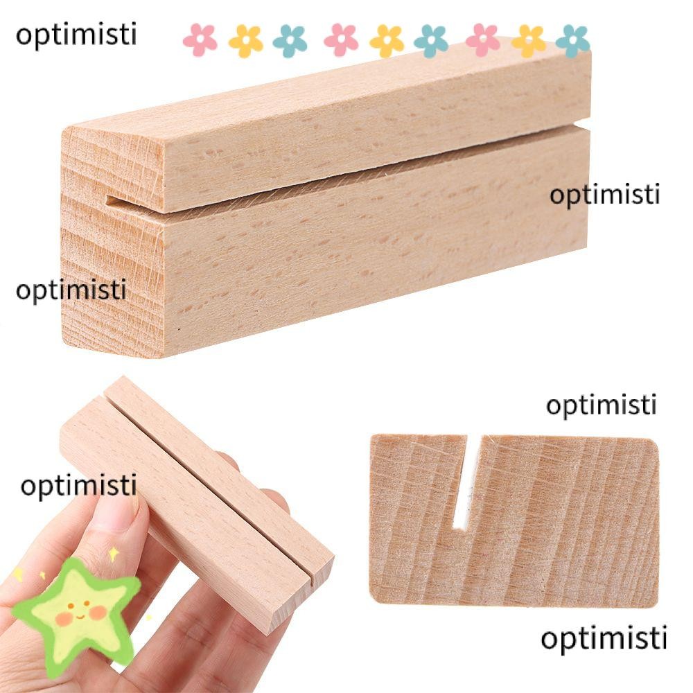 OPTIMISTI Table Numbers Holder Paper Clamp Desktop Decoration Wood ...