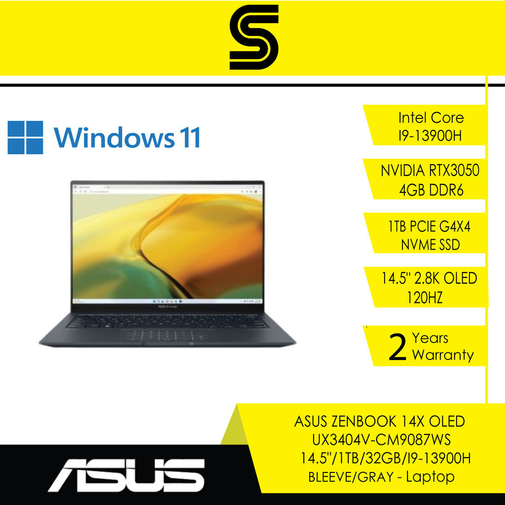 ASUS ZENBOOK 14X OLED (UX3404VC) (Intel i9-13900H | 32GB OB DDR5 | 1TB ...