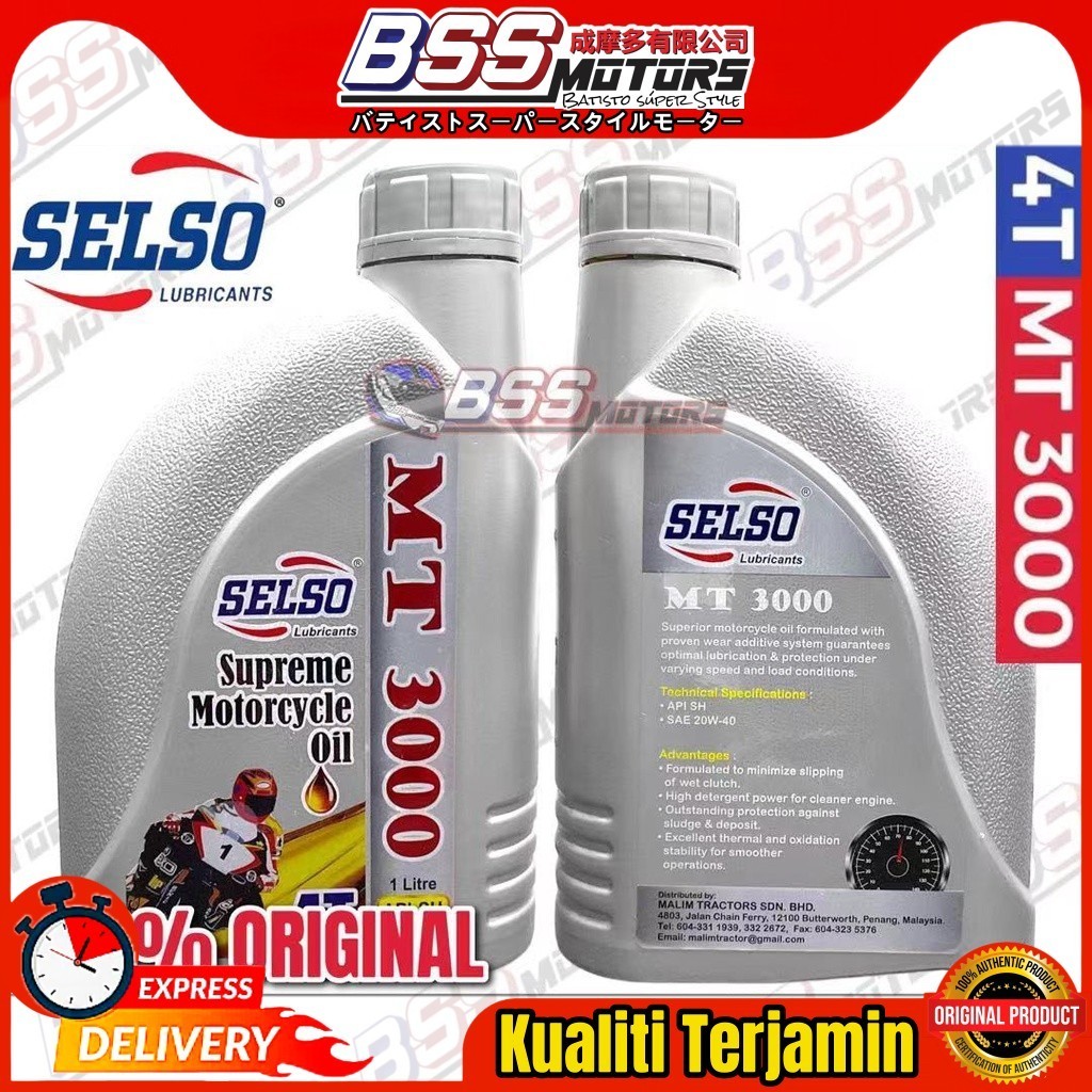 ORIGINAL Selso SAE 20W-40 4T MT3000 Plus Motor Oil 1Liter Minyak Hitam ...