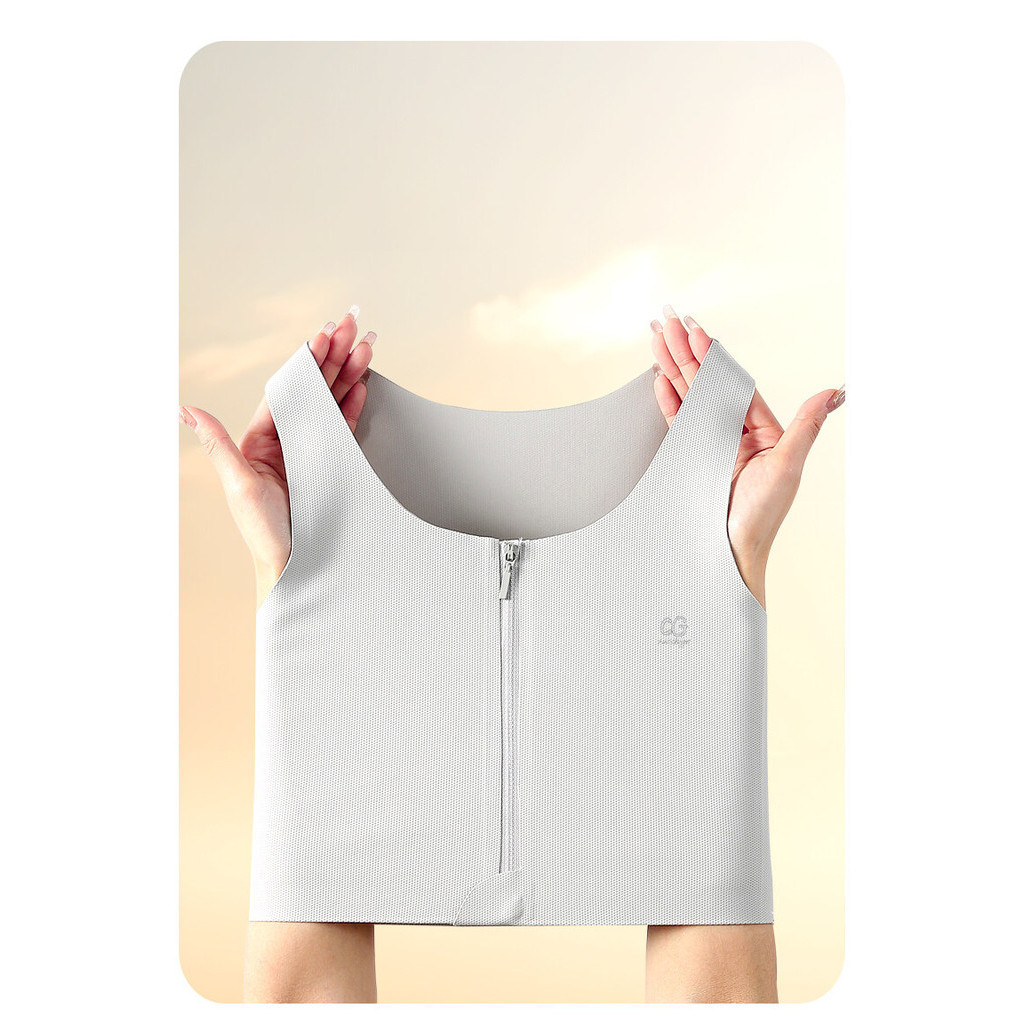 Zipper Chest Binder Trackless Zip Up Breast Binder Crop Top Underwear ...