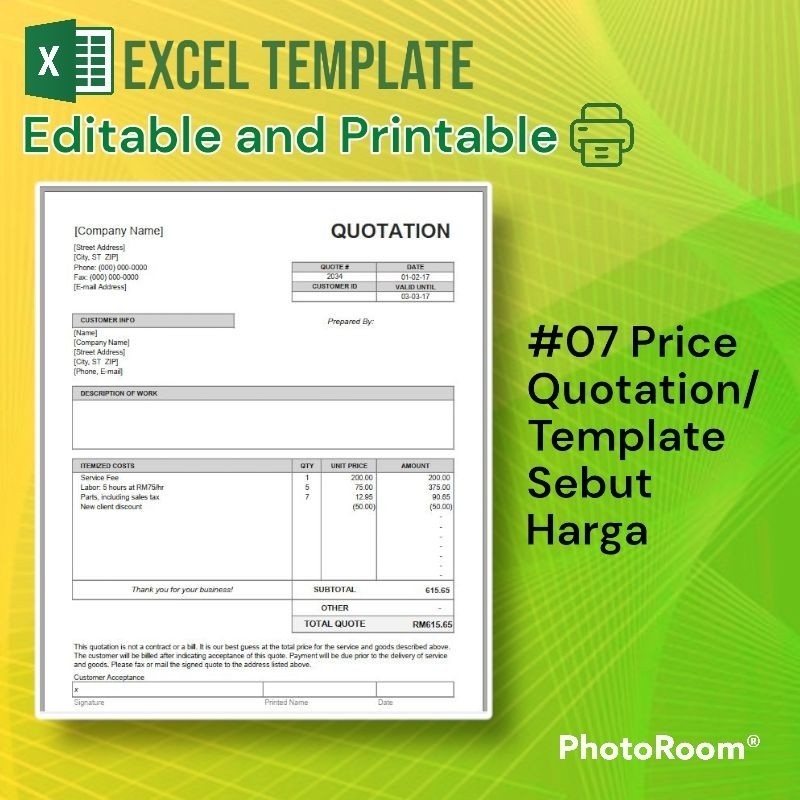 JGD [#07] Price Quotation Excel Template / Template Excel Quotation ...