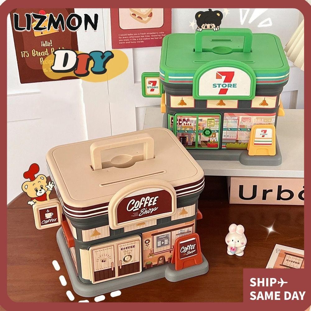 LIZMON Cash Box, Plastic Store Shaped Money Box, High Quality Key Lock ...