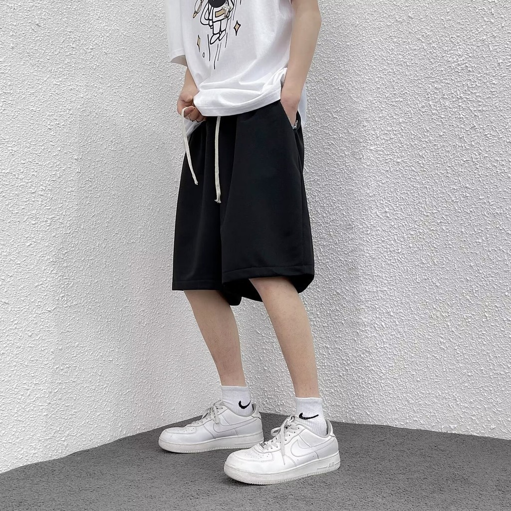 M-8XL Simple Plain White Casual Shorts Men Plus Size Wide Leg Shorts ...