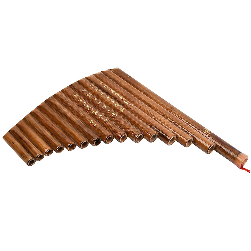 Pan Flute 15 Pipes Natural Bamboo Wind Instrument G Key Panpipe ...