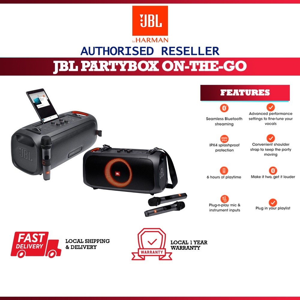 JBL PARTYBOX ON-THE-GO Portable Karaoke Party Speaker with Built-in ...