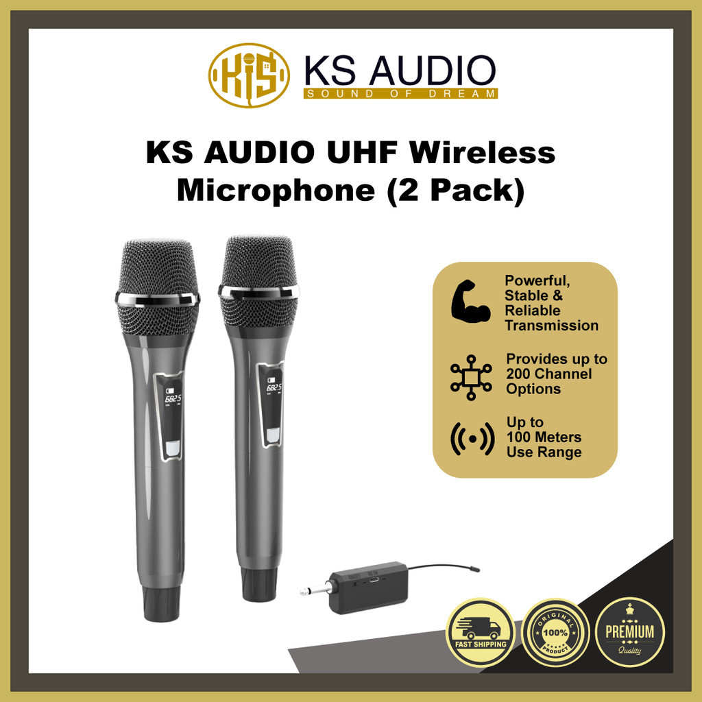 KS AUDIO UHF Wireless Handheld Microphone (2-Pack) For Jazpiper Pro ...