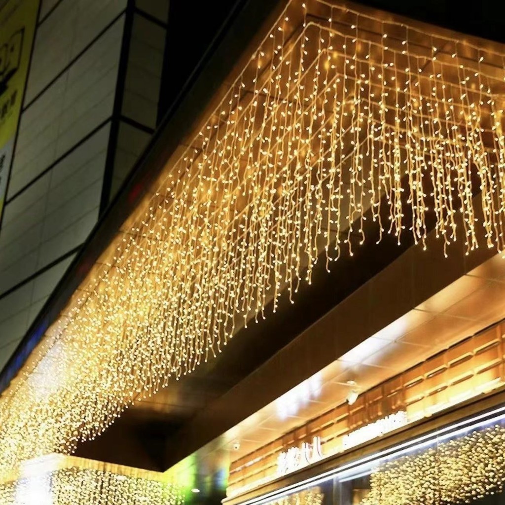LED Light Icicle Waterfall Fairy String Curtain Lights Garland Outdoor ...