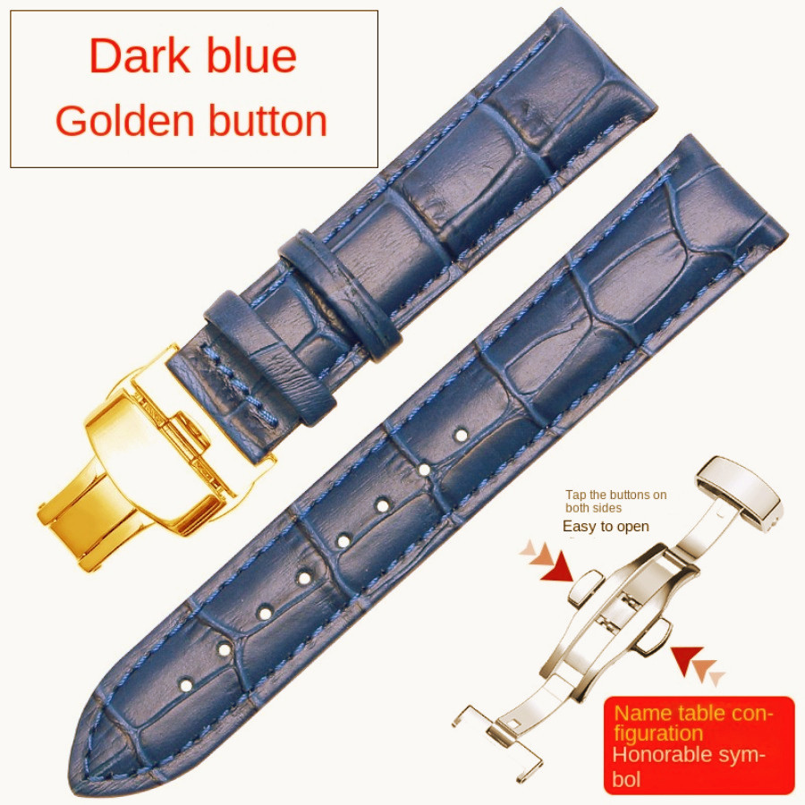 Embossed Genuine Leather Watchbands with Box Stainless Steel Buckle ...