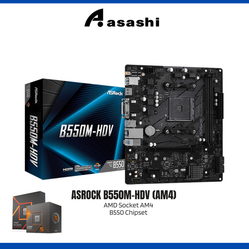 ASRock B550M-HDV Micro ATX (mATX) AMD Motherboard | AMD AM4 Socket ...
