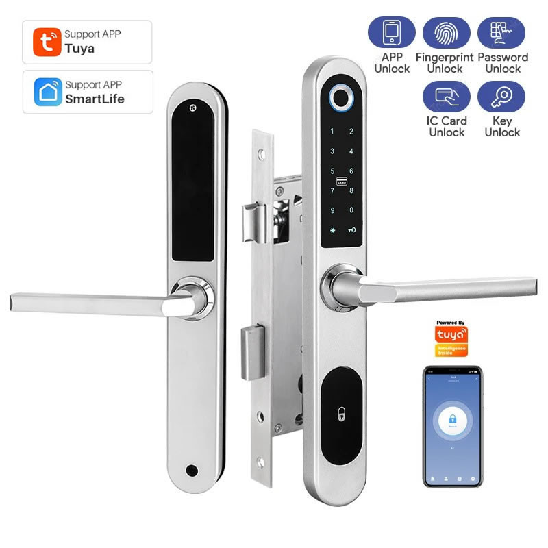 Aluminum Sliding Glass Door Smart Lock Tuya App Handle Keypad ...