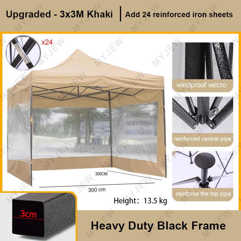 Outdoor Canopy 10x10 Heavy Duty Full Set Folding Waterproof Khemah Tent ...