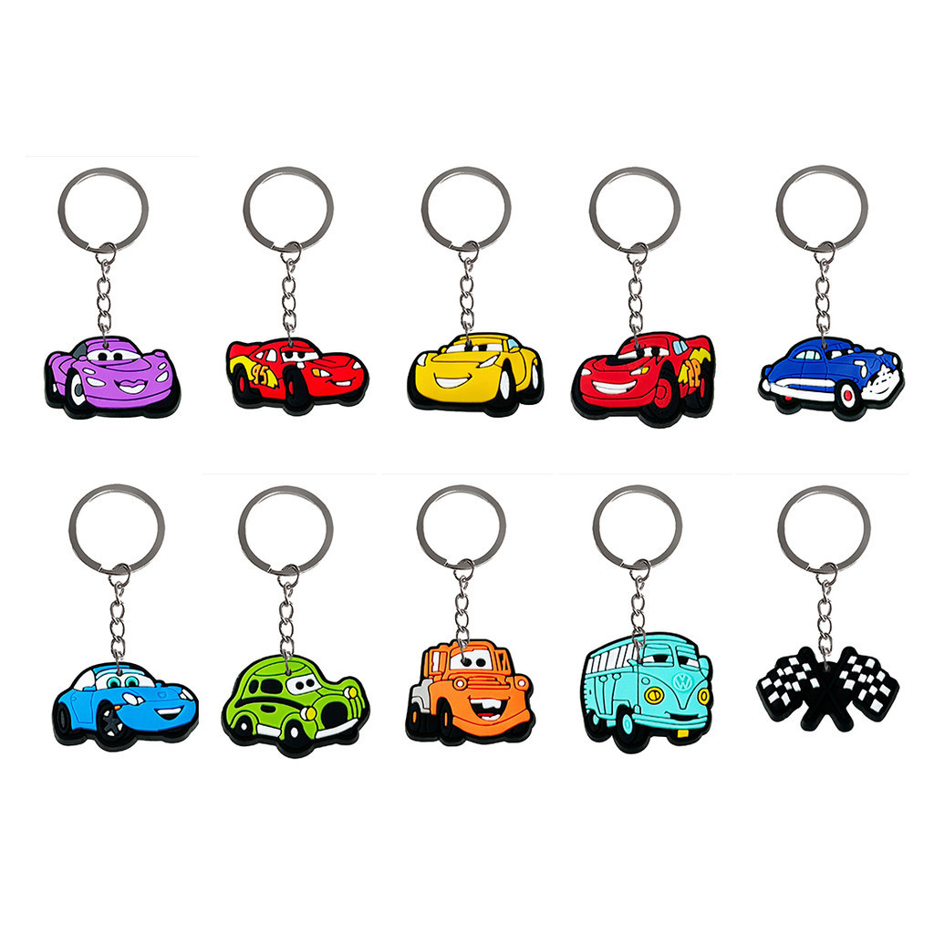 Cool Racing Cars Lightning Mcqueen Keychains Soft PVC Keyring Theme ...