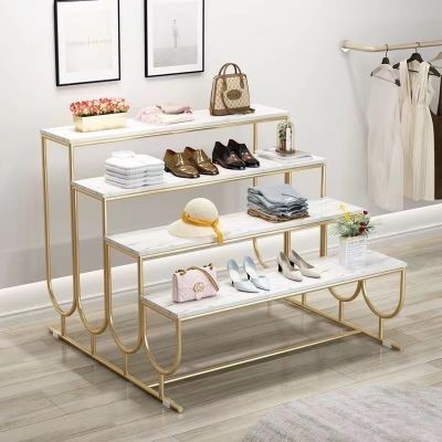 Stepped multi-layer display table shoe bag rack clothing store high and ...