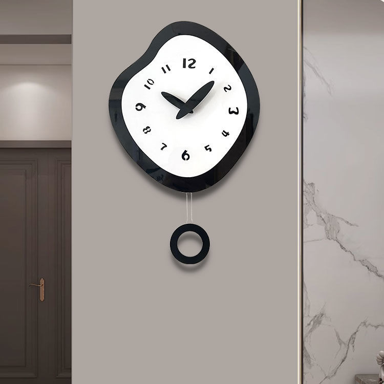Perforation-free Clock Modern Minimalist Swing Wall Clock French Art ...