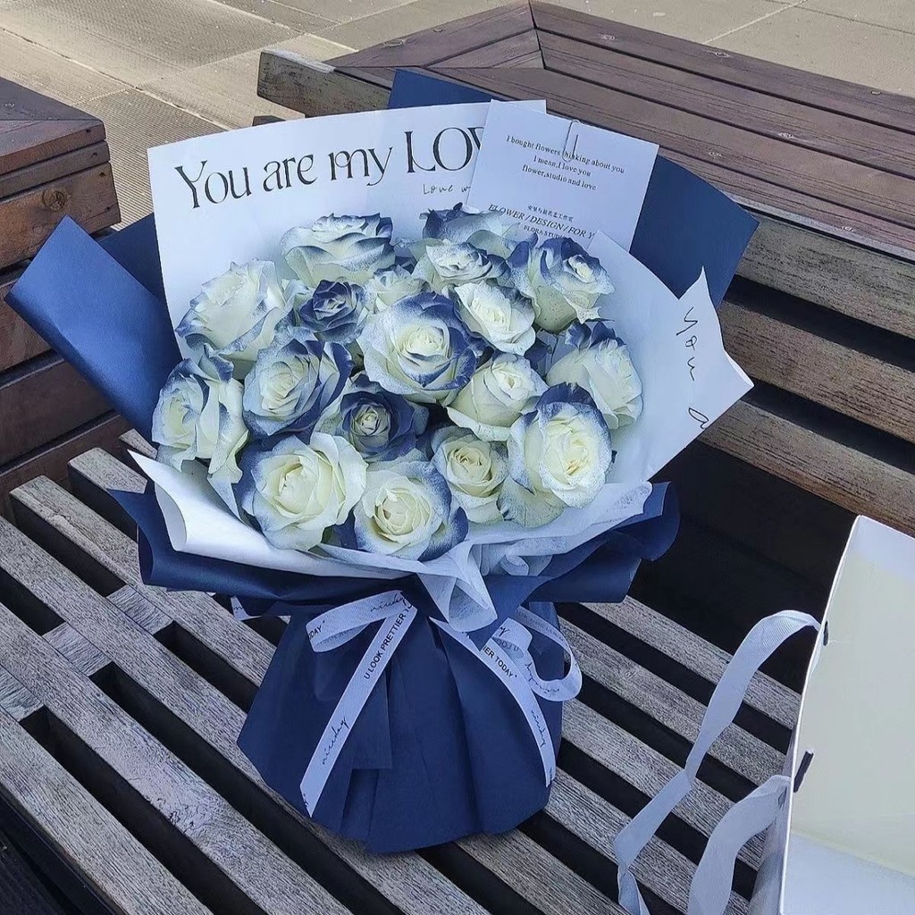 现货！高级感马耳他蓝玫瑰成品香皂花束创意送男女朋友老公520生日礼物Premium Malta Blue Rose Finished Soap ...