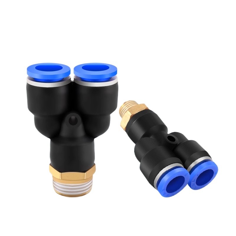 [HYH] Y-type Male Threaded Three-Breath Pipe Quick Connector Pneumatic ...