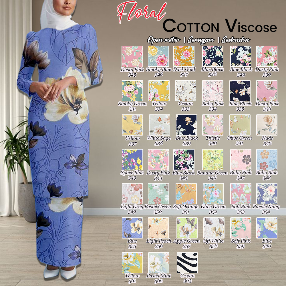 PRE-ORDER Ladies Fabric Meter Cotton Crepe Printed (P4) / Bidang 60 ...