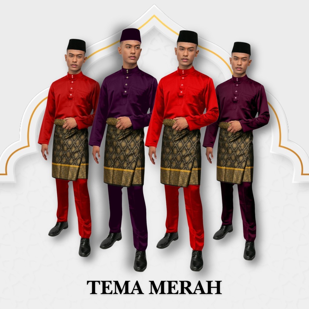 (Free Sampin) Tema Merah Metallic (Red) 1 - Cekak Musang Moden Fit Baju ...