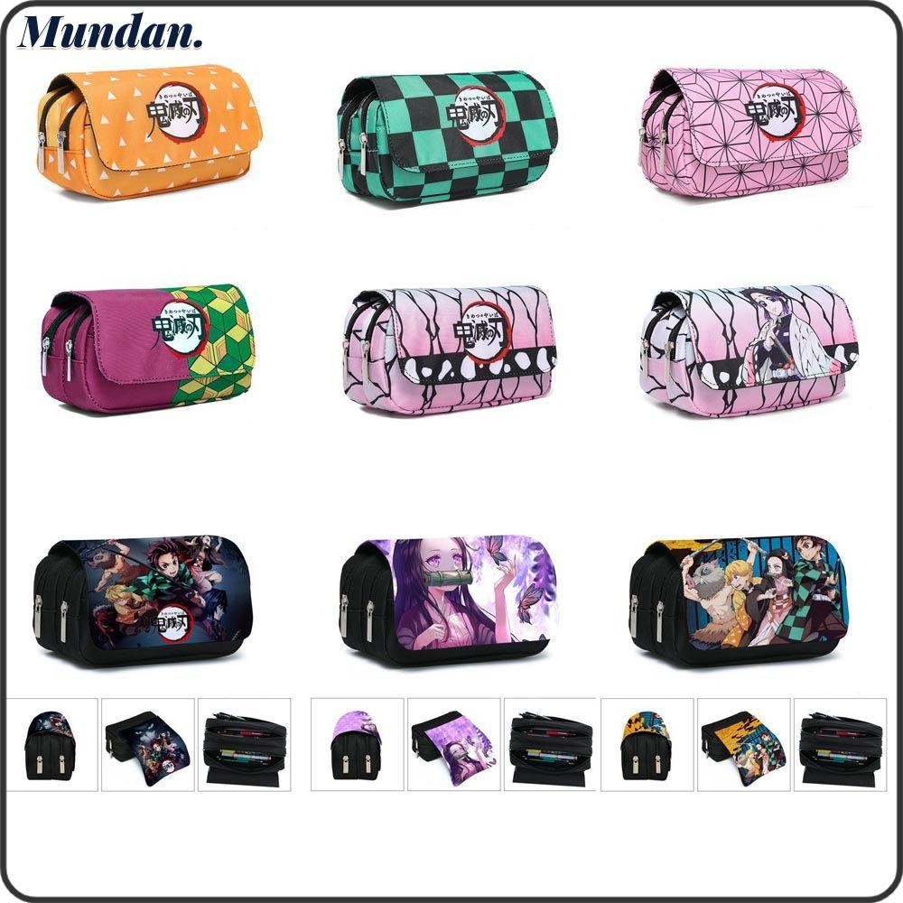 MUNDAN Demon Slayer Pencil Bag Stationery Holder Canvas Zipper Anime ...