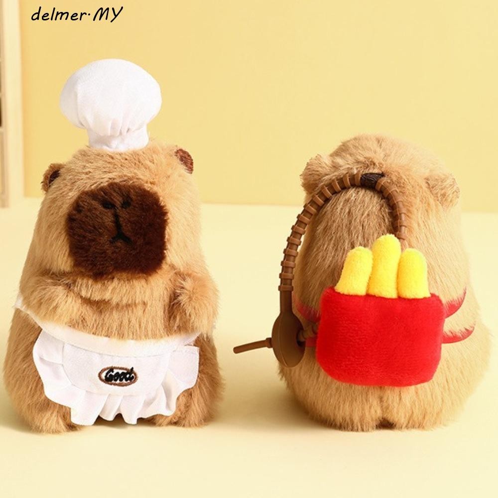 DELMER Capybara Plush Pendant, Cook French Fries Capybara Plush Keyring ...