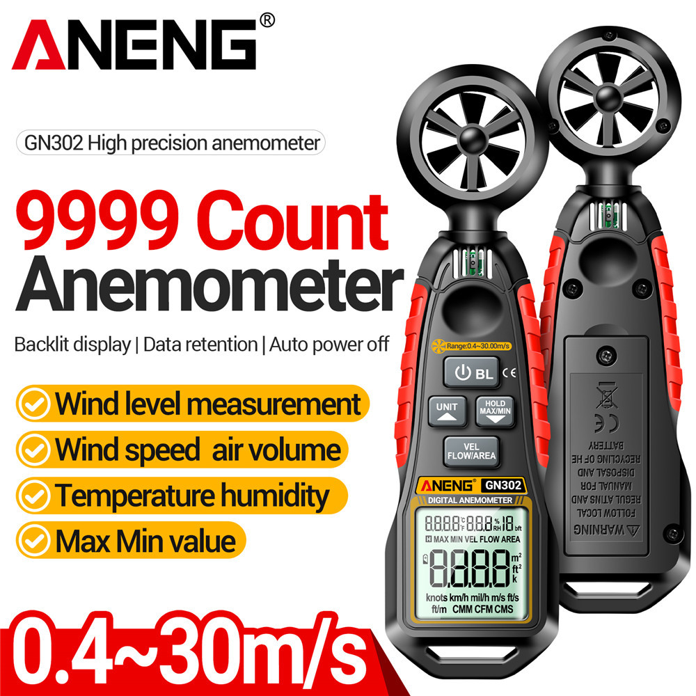Handheld Anemometer 9999 Count Digital 0.4~30.00m/s Wind Speed Meter ...
