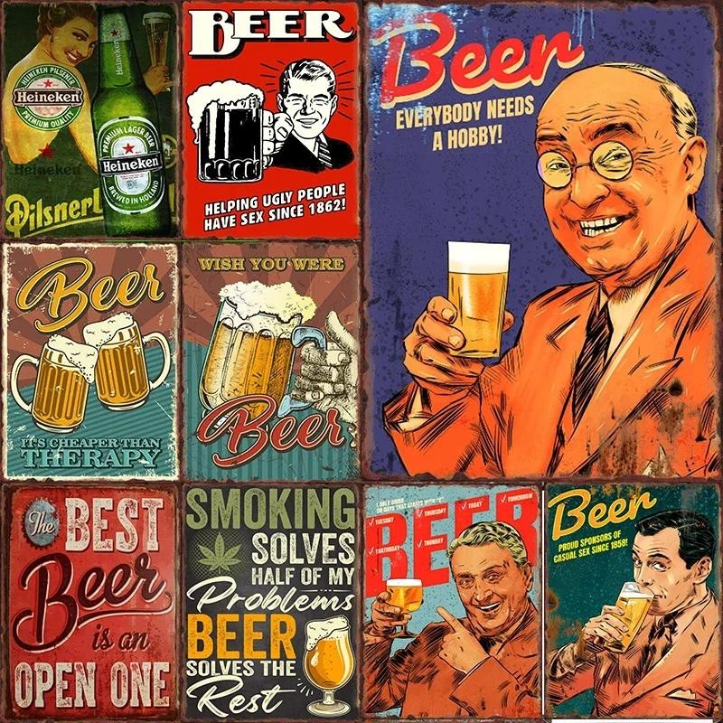 Retro Beer Drink Poster Metal Signs Aesthetics Wine Wall Painting for ...
