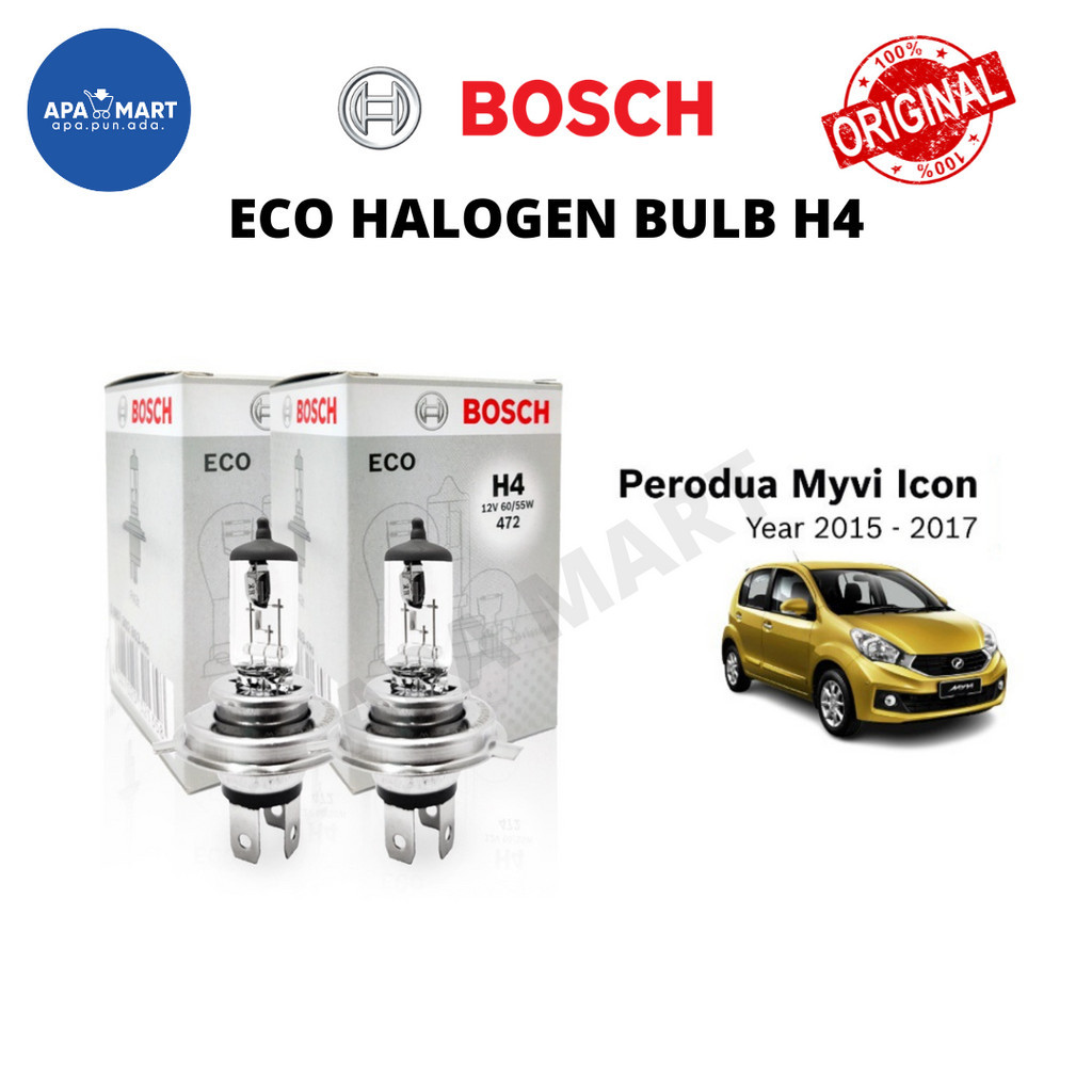 BOSCH Eco H4 Halogen Headlamp Bulb 12V 60/55W H4 Bulb for Perodua Myvi ...