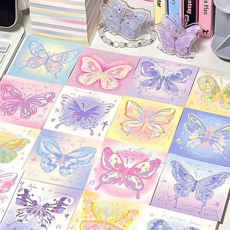 200Pcs Creative Gradient Butterfly Memo Paper Set Multi-functional ...