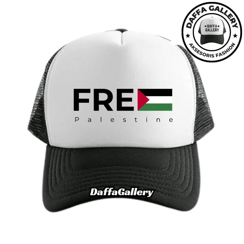 Daffaa Gallery Trucker Hat FREE PALESTINE - Hat Distro FREE PALESTINE ...