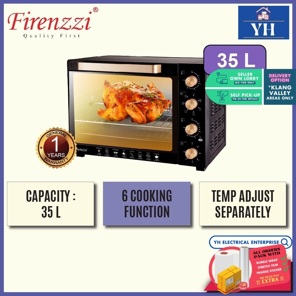 Firenzzi 35L 6 Functions Two Separate Temperature Control Tabletop Oven ...