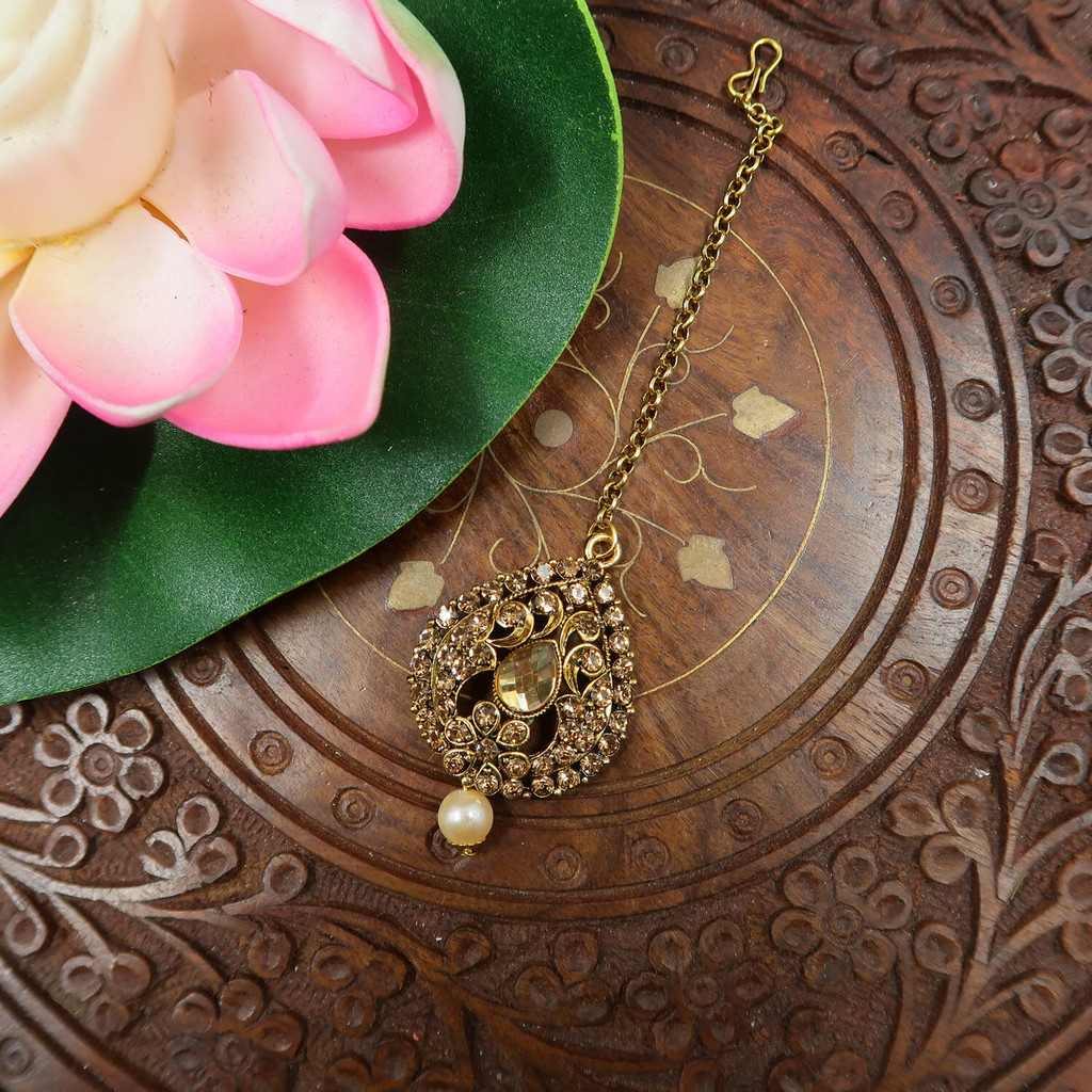 New Designs - Kundan Gold Style Indian Head Chain / Mang Tikka | Shopee ...