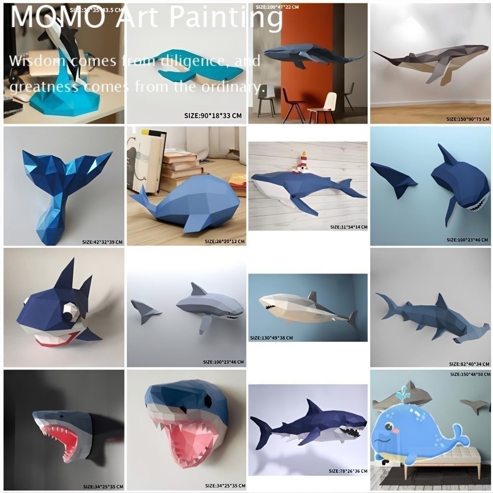 Momo Creative Paper Model M5 Sea Animal Whale Shark Model Home Wall ...