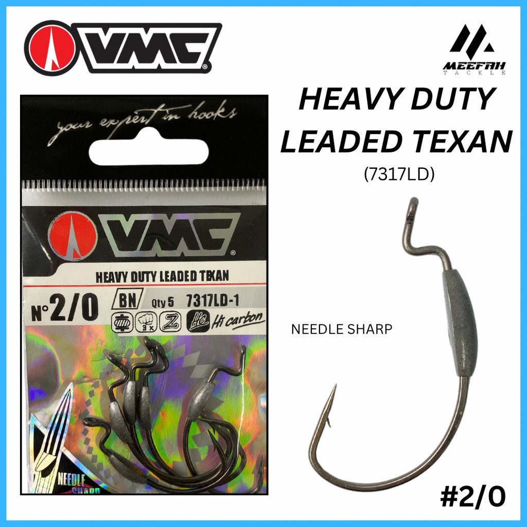 VMC Heavy Duty Leaded Texan Worm Hook 7317LD - Soft Plastic Worm Hook Fishing Hook Mata Kail ...