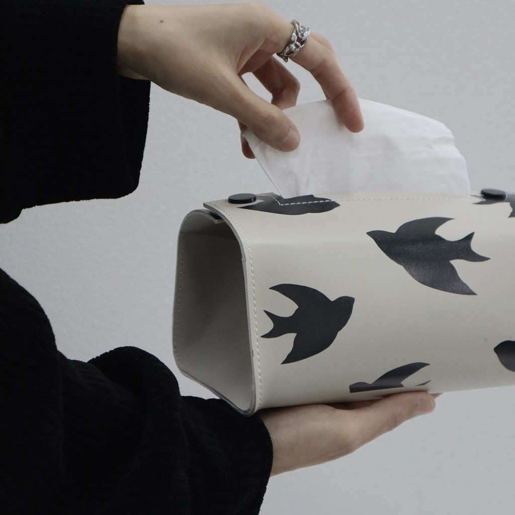Dreamerhouse Black White Tissue Box Saddle Leather Tissue Cover English ...
