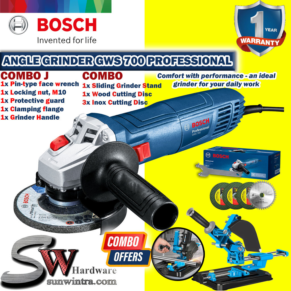 COMBO BOSCH GWS700 GWS 700 ANGLE GRINDER 710W + SLIDING ANGLE GRINDER ...