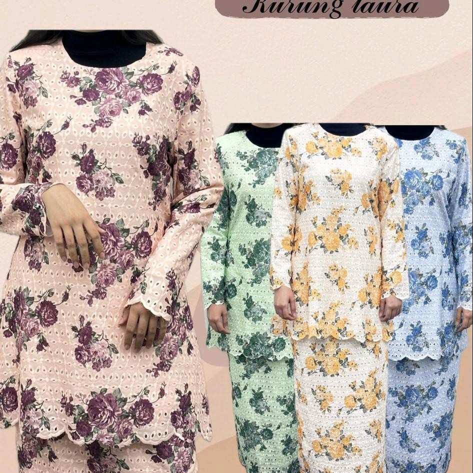Calista KURUNG EMBROIDERY COTTON Full lining Kain Kipas Belakang ( Size ...