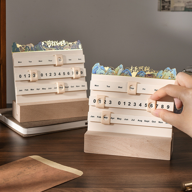 Dreamerhouse 2024 Wooden Desk Calendar Slider Perpetual Calendar ...