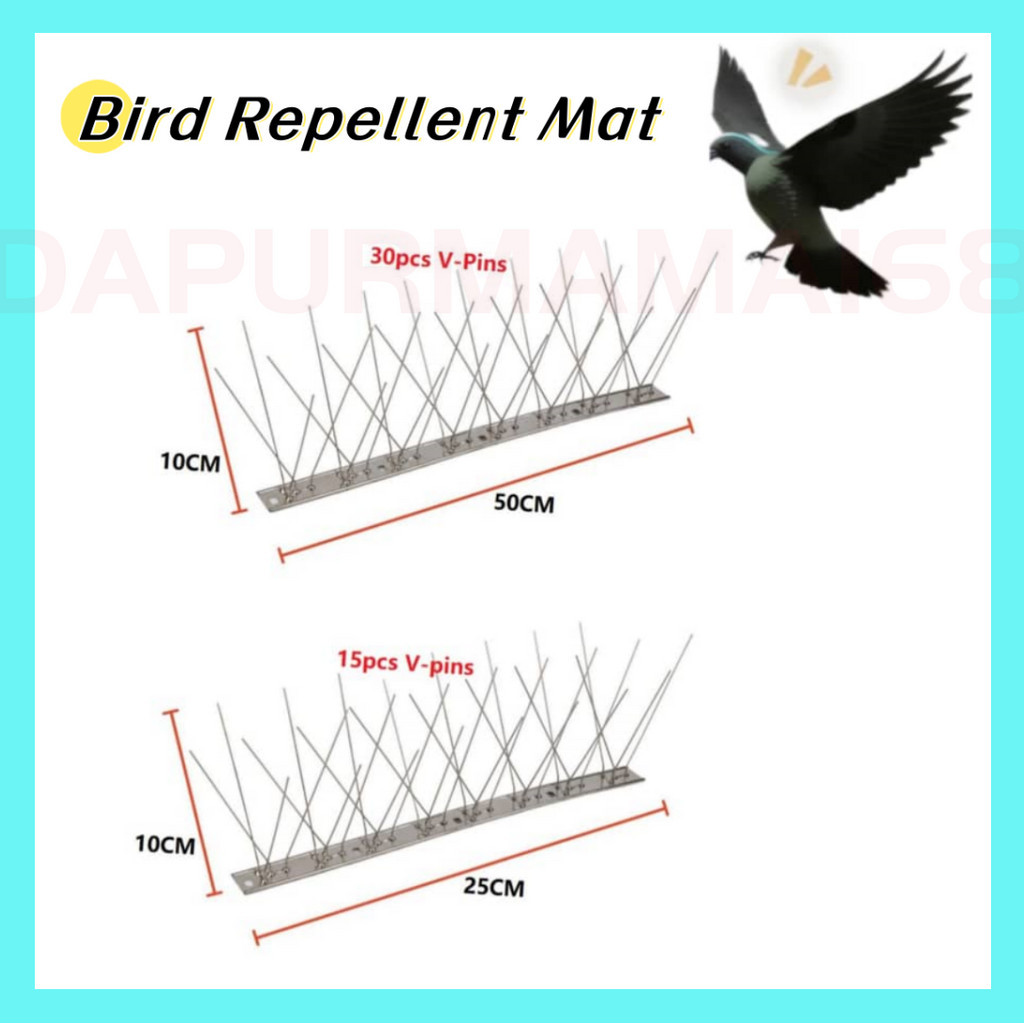 50cm Bird Repellent Mat Spikes S/Steel Animal Repeller Chase Device ...