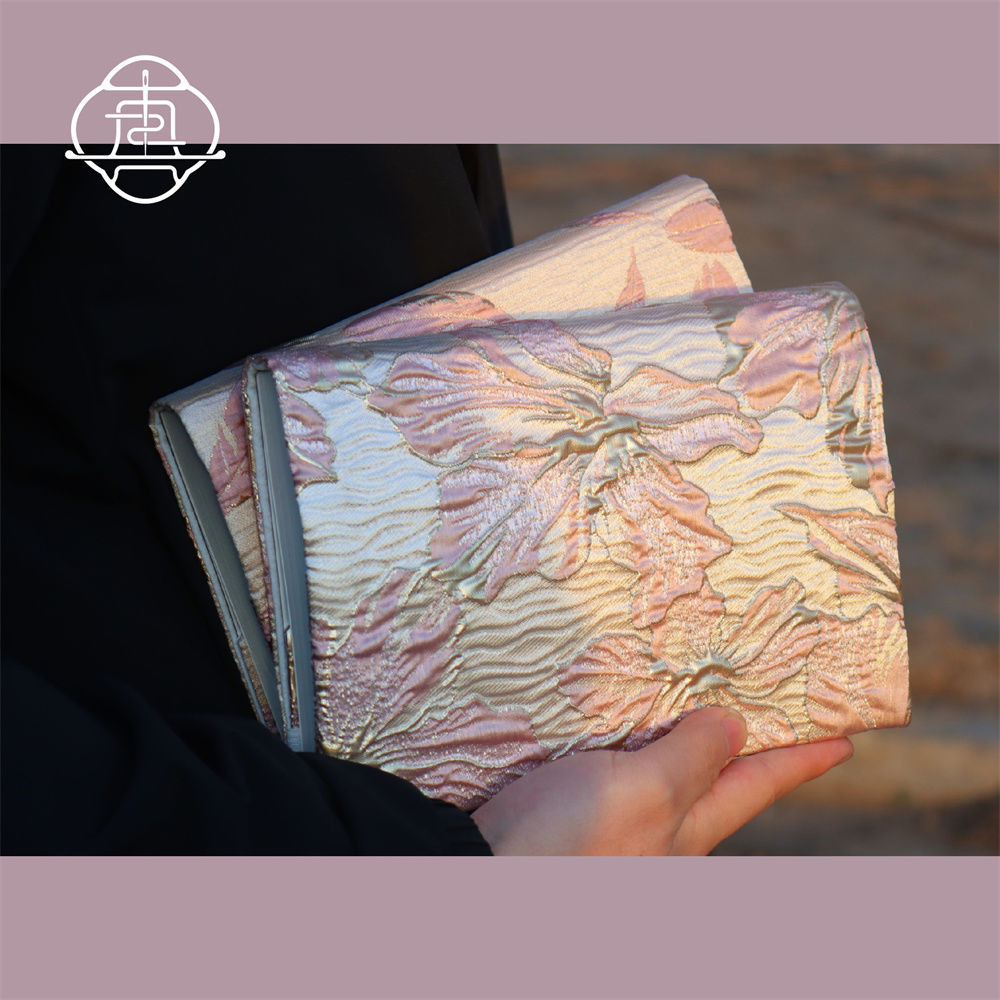 Fabric Bookwear Lily Gold Feather Jacquard Handmade Cloth Bookwear A5 ...