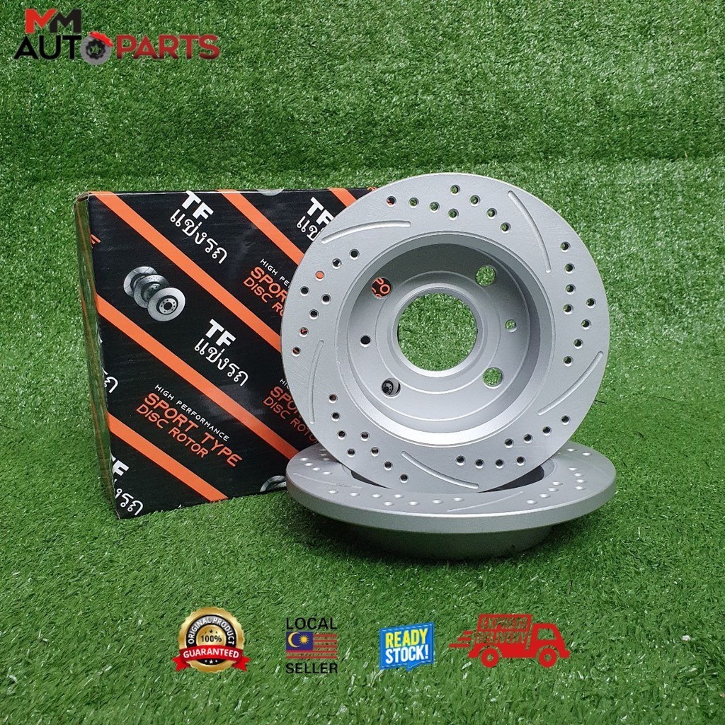 ORIGINAL TF SLOTTED & DRILLED SPORT DISC ROTOR FOR PERODUA KELISA ...