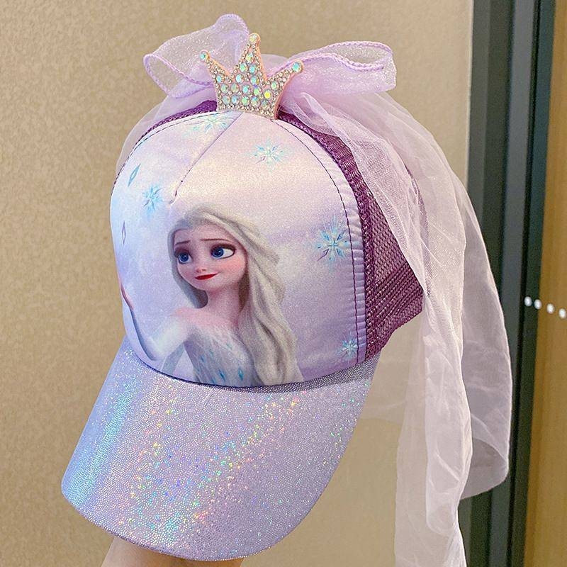 Frozen Children Cartoon Peaked Cap Cute Girl Floating Gauze Cap 2024 ...