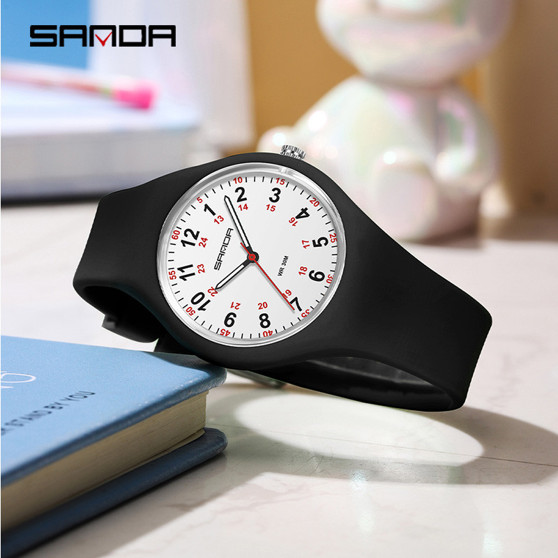 Sanda Youth Student Trendy Solid Color Silicone Watch Strap Luminous ...
