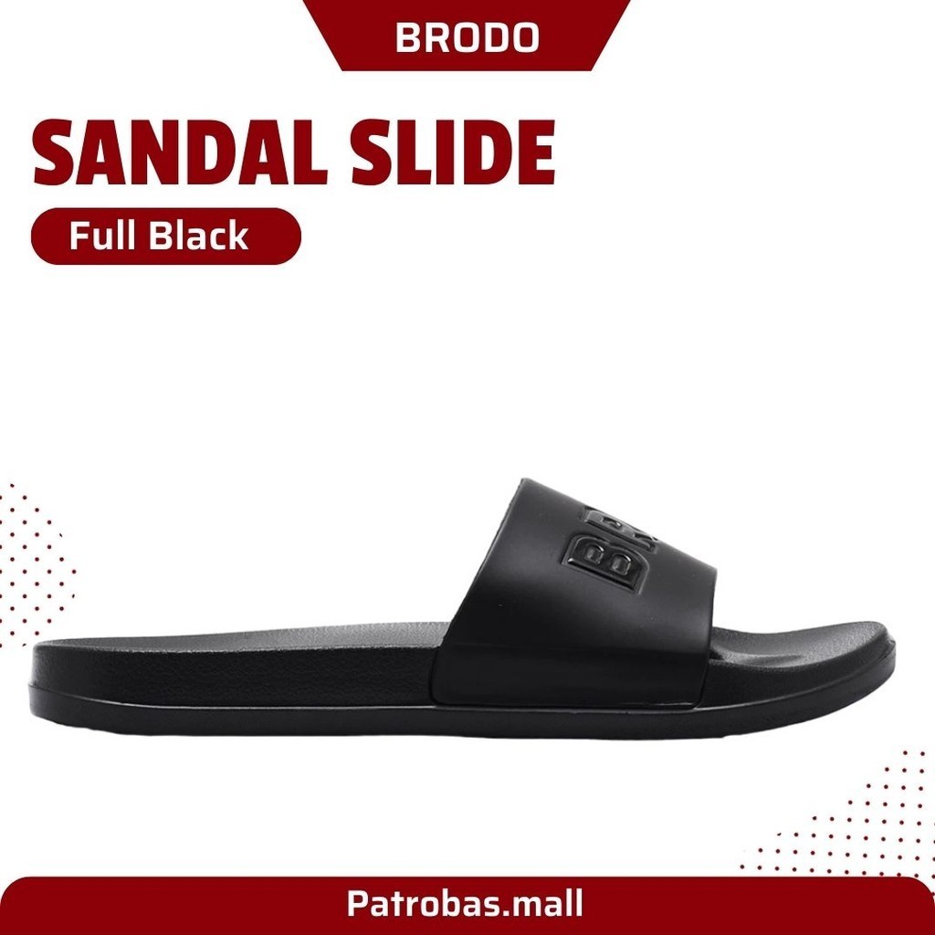 HITAM Brodo Broslides BRO-DO Sandals Full Black Original Plain Black ...