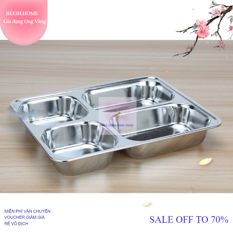 Cheap Korean 4 Compartment Stainless Steel Rice Tray Used in Schools ...