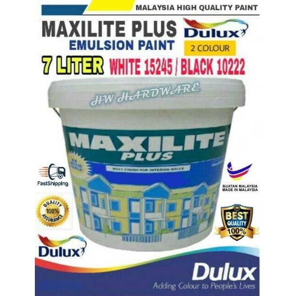 7 LITER MAXILITE PLUS DULUX EMULSION PAINT (WHITE 15245 / BLACK 10222 ...
