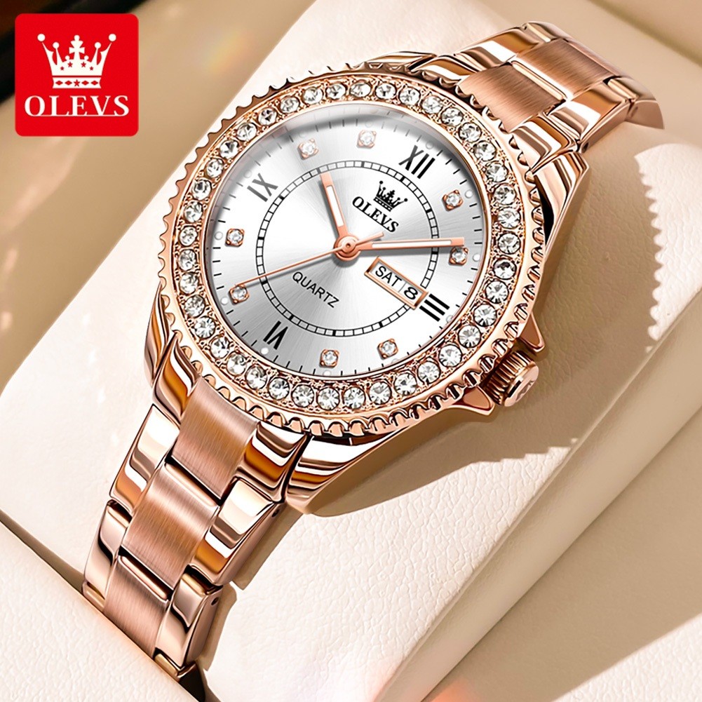 OLEVS Watch For Women Waterproof Original Quartz Rose Gold Fashion ...