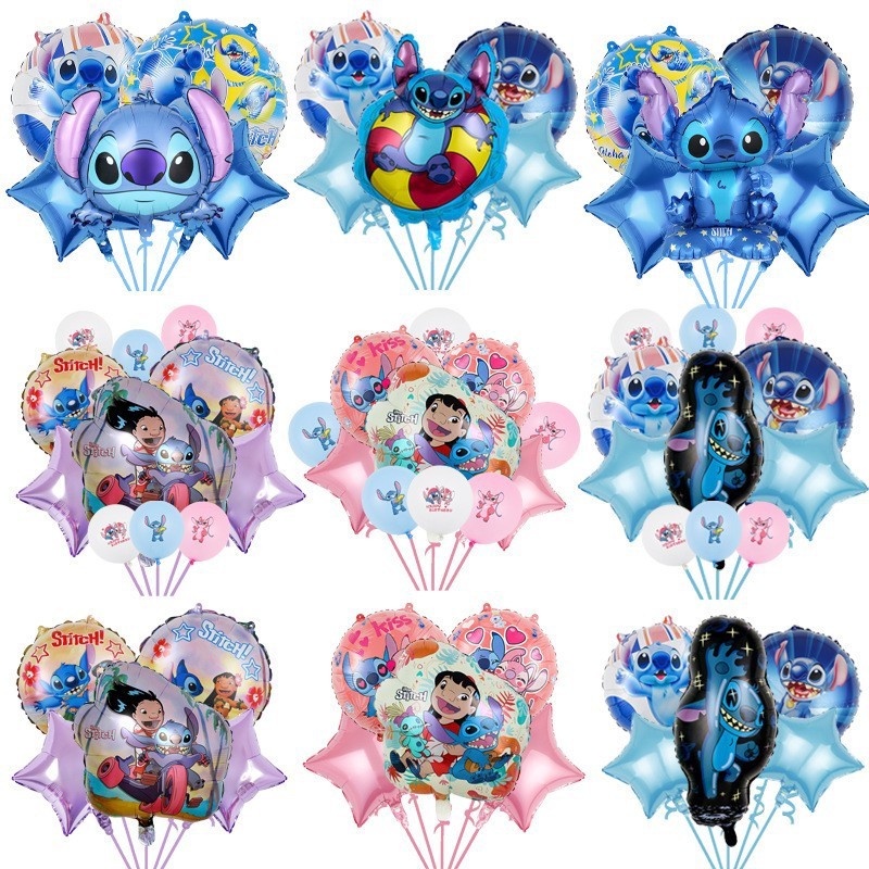 Cartoon Lilo & Stitch Theme Foil Balloon Set Kids Toys Latex Balloon ...