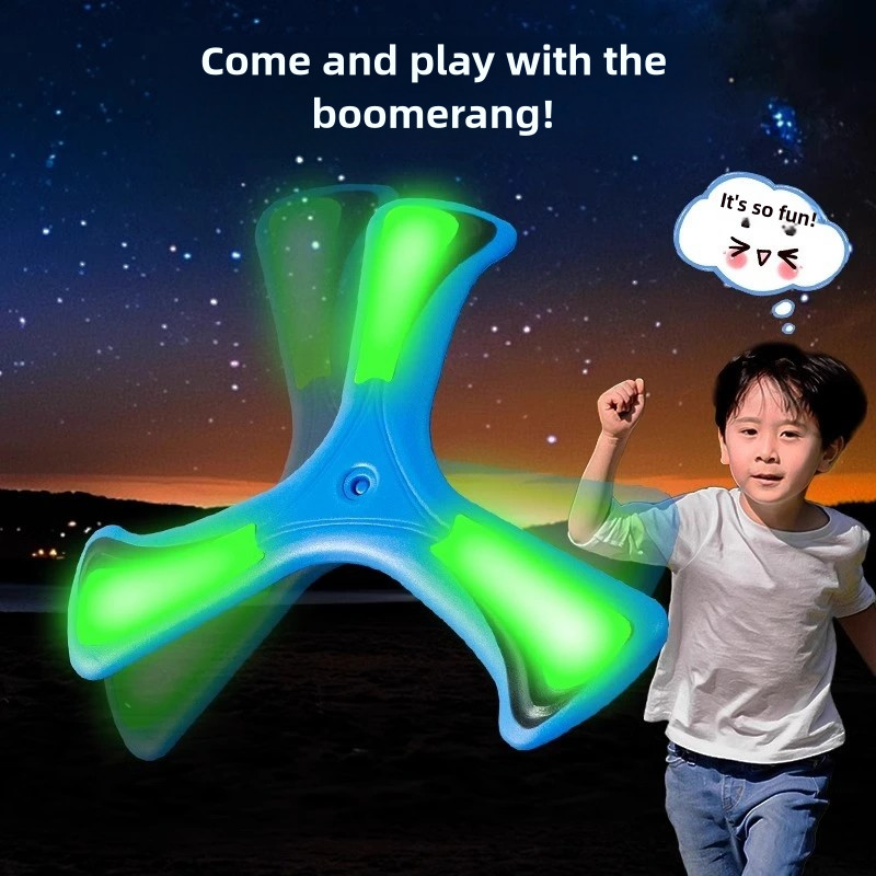 【Ready Stock】3-Wing Glow Boomerang Toy - EVA Safe Flying Disc for Kids ...