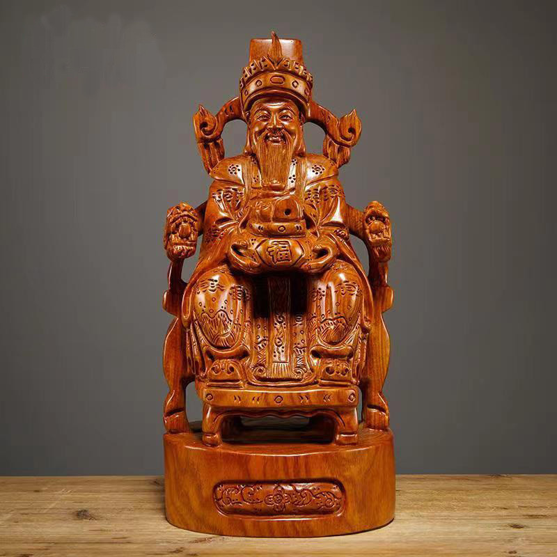 Ukiran Rosewood Patung Dewa Kekayaan Duduk Hiasan Arca Kayu Pepejal ...